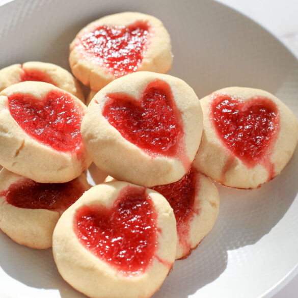 Strawberry Jam Cookies | Heart Jam Thumbprint Cookies