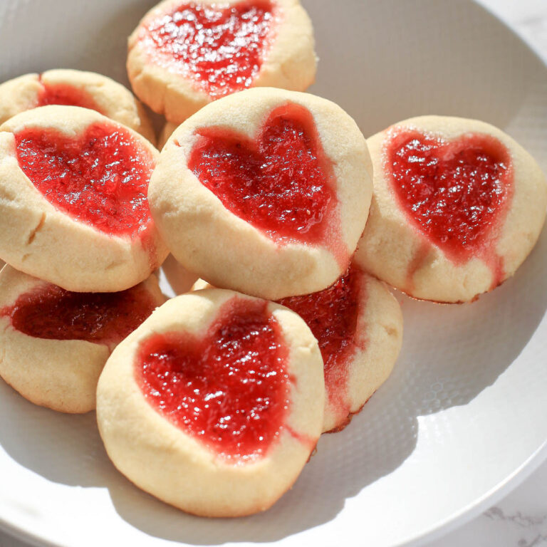 Strawberry Jam Cookies | Heart Jam Thumbprint Cookies